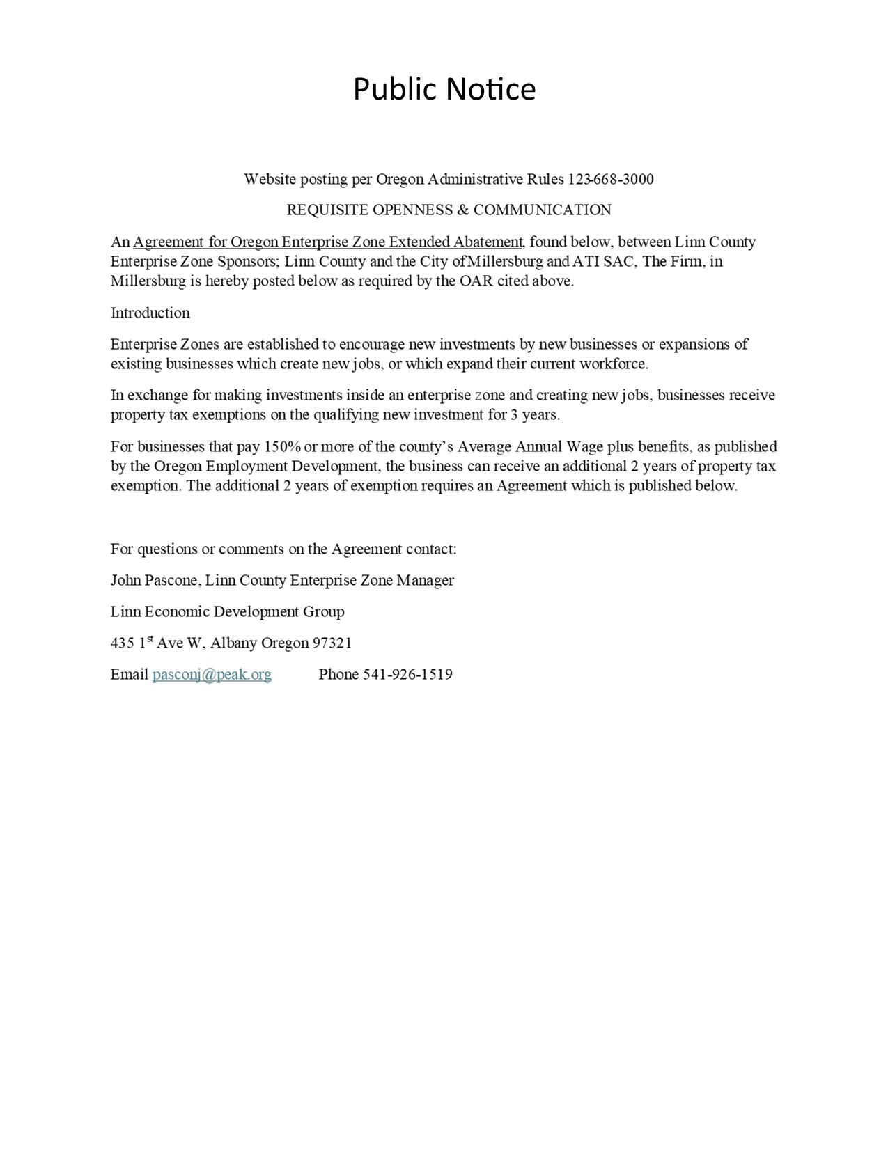 Public Notice | Linn County Oregon